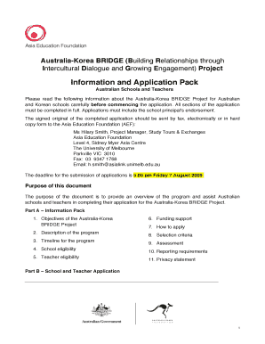 Fillable Online Information and Application Pack - Asialink Fax Email ...