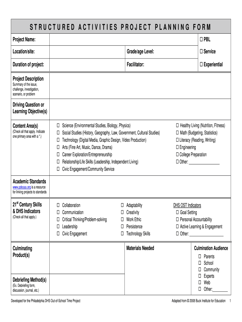 Fillable Online SA Project Planning Form v2 Fax Email Print - pdfFiller