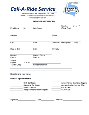Fillable Online Call-A-Ride Service - mjaaacom Fax Email Print - pdfFiller