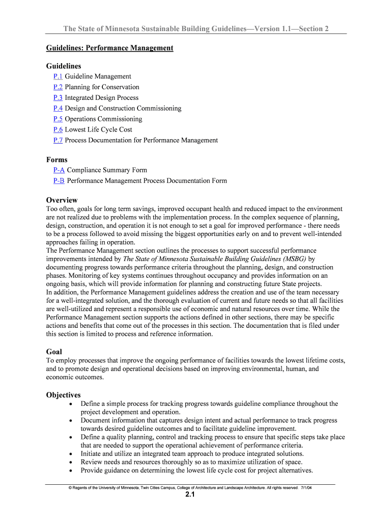Fillable Online The State of Minnesota Sustainable Building ...