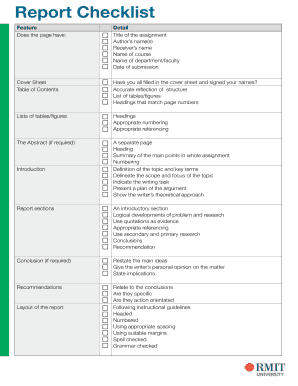 Fillable Online Report Checklist - RMIT University Fax Email Print ...