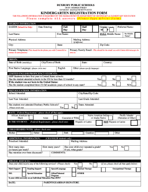 Fillable Online 2014 Kindergarten Registration Packetpdf Fax Email ...
