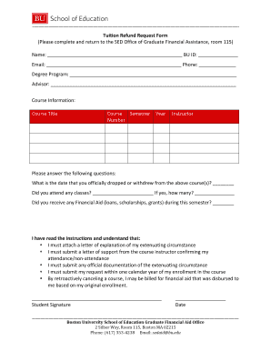 Fillable Online bu Tuition Refund Requestdocx Fax Email Print - pdfFiller