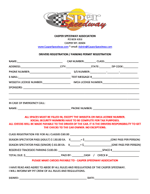 Fillable Online Driver Registration - Parking Permit Form Fax Email ...