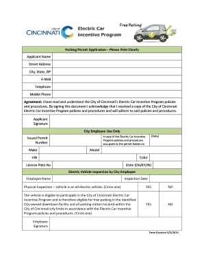 Fillable Online cincinnati-oh Free Parking Electric Car Incentive ...