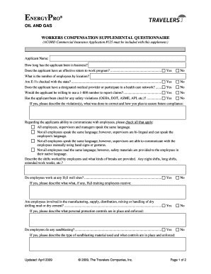 Fillable Online WORKERS COMPENSATION SUPPLEMENTAL QUESTIONNAIRE Fax ...