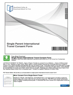 Fillable Online Single Parent International Travel Consent Form Fax ...