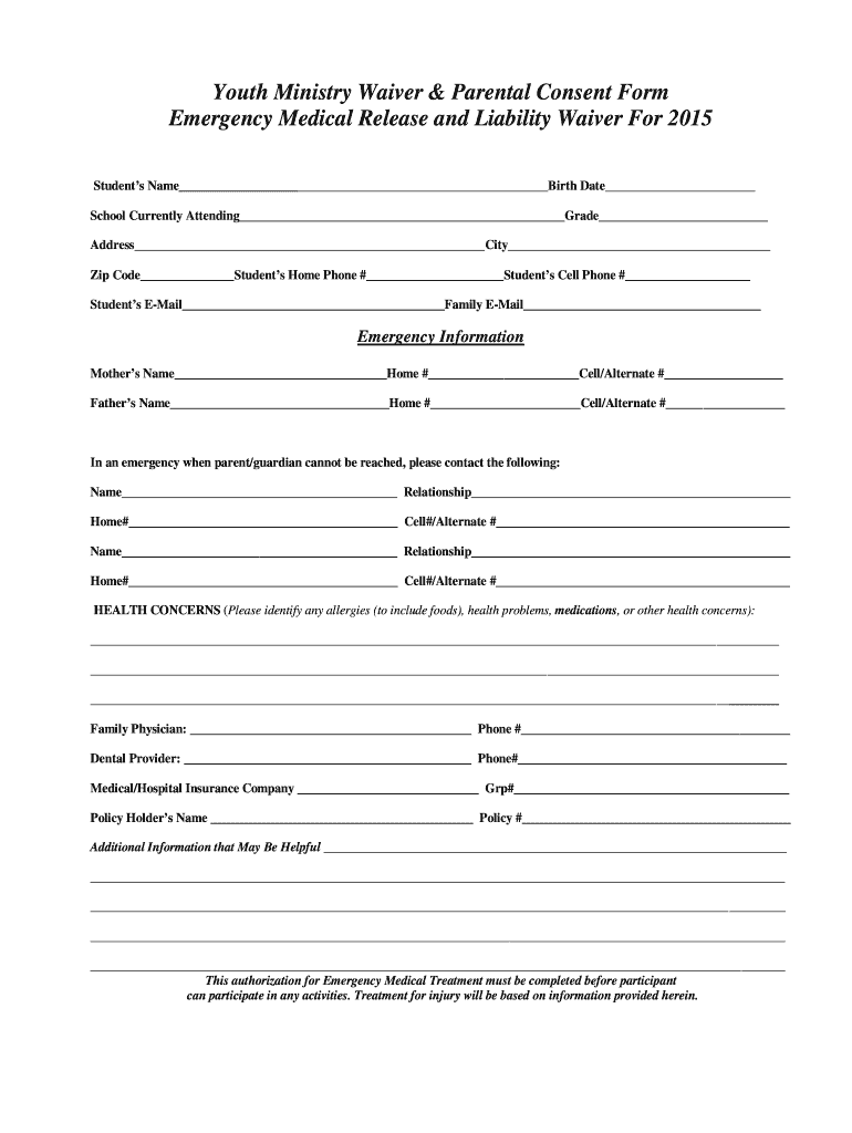 Waiver parents consent: Fill out & sign online | DocHub