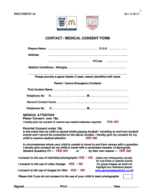 Fillable Online MEDICAL CONSENT FORM - Freeola Fax Email Print - pdfFiller