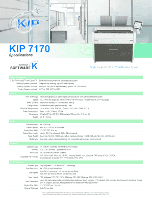 Fillable Online Single Footprint - KIP 7170 Multifunction System Fax Email Print - pdfFiller