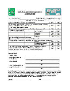 Fillable Online wyscouts org Individual participant parental consent ...