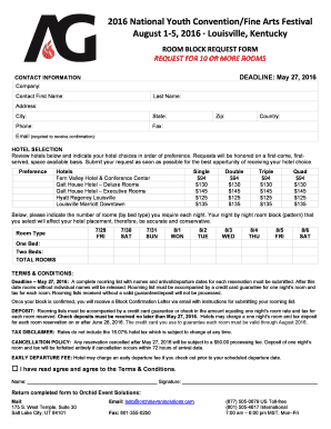 Fillable Online agchurches ROOM BLOCK REQUEST FORM REQUEST FOR 10 Fax ...