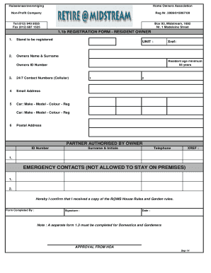 Fillable Online 11b REGISTRATION FORM - RESIDENT OWNER Fax Email Print ...