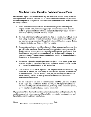 Fillable Online Non-Intravenous Conscious Sedation Consent Form Fax ...