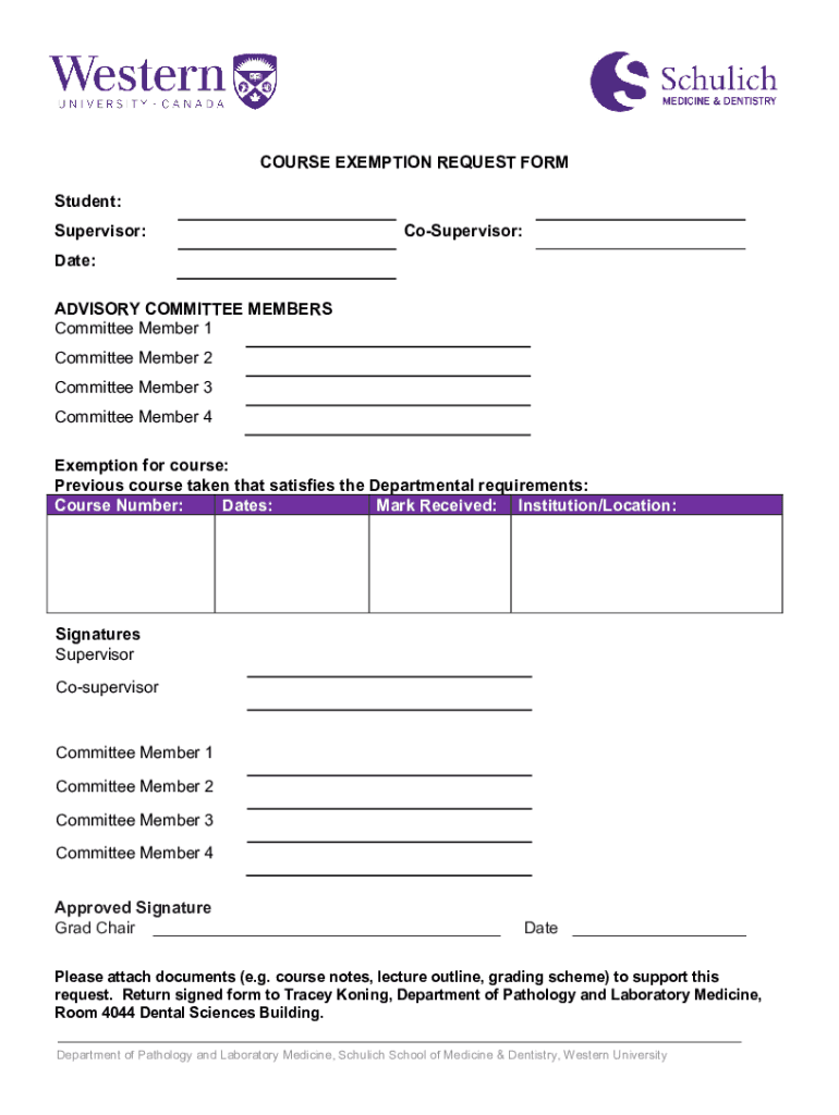 Fillable Online COURSE EXEMPTION REQUEST FORM - concordia.ca Fax Email Print - pdfFiller