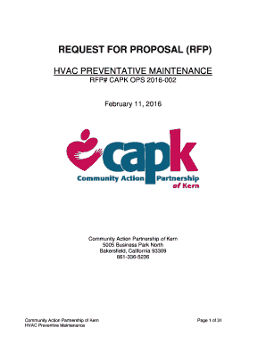 Fillable Online capk HVAC PREVENTATIVE MAINTENANCE - capk Fax Email ...