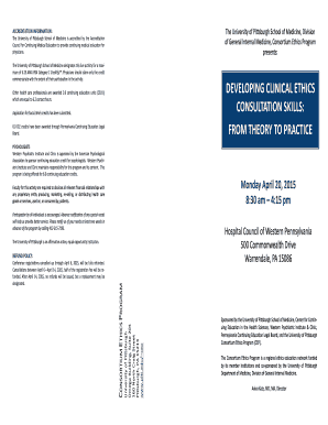 Fillable Online Ethics Consultation brochure - University of Pittsburgh ...
