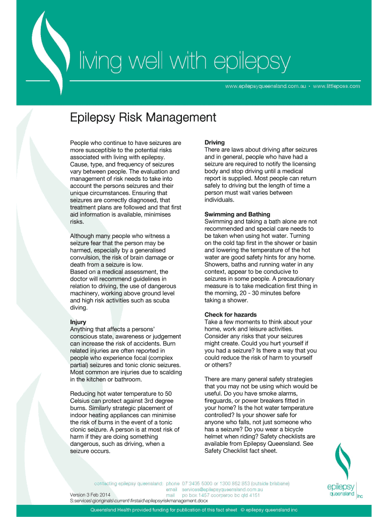 Fillable Online Epilepsy Risk Management Fax Email Print - pdfFiller