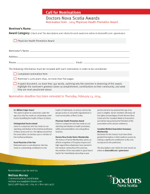 Fillable Online Doctors Nova Scotia Awards Fax Email Print - pdfFiller