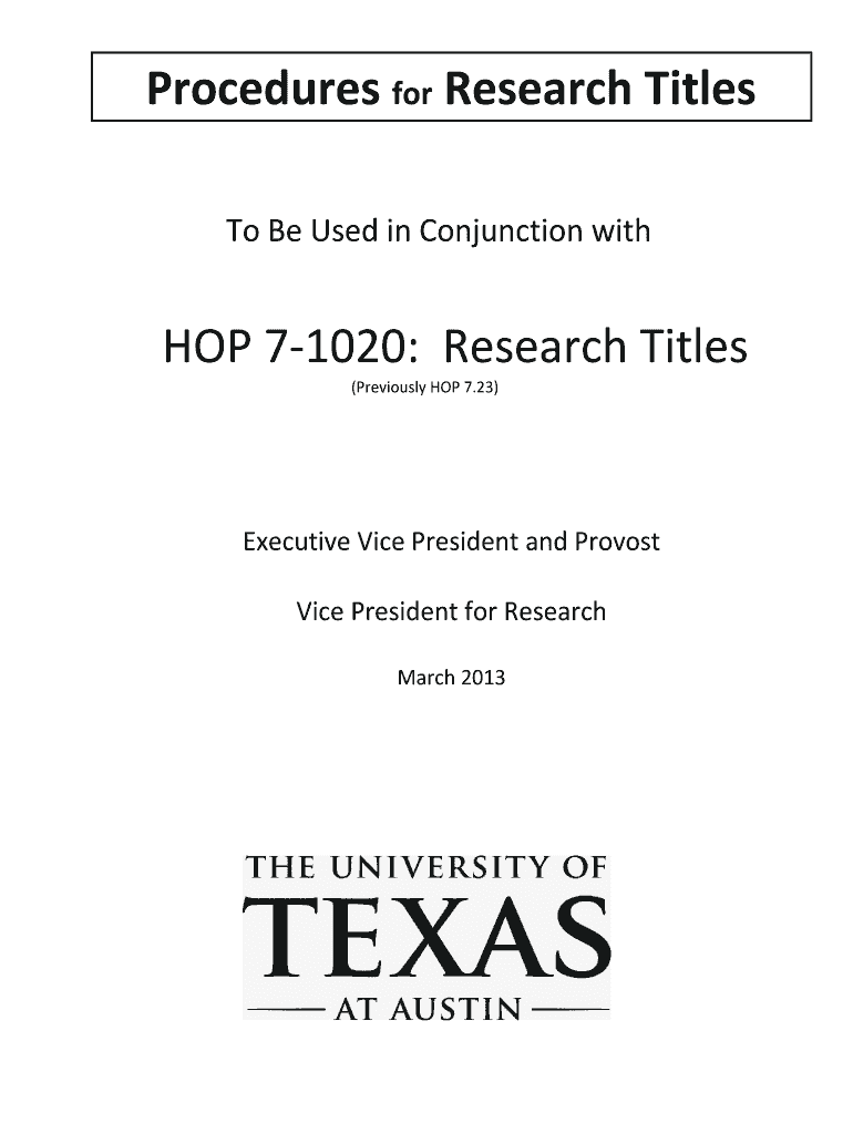 Fillable Online research utexas Procedures for Research Titles Fax ...