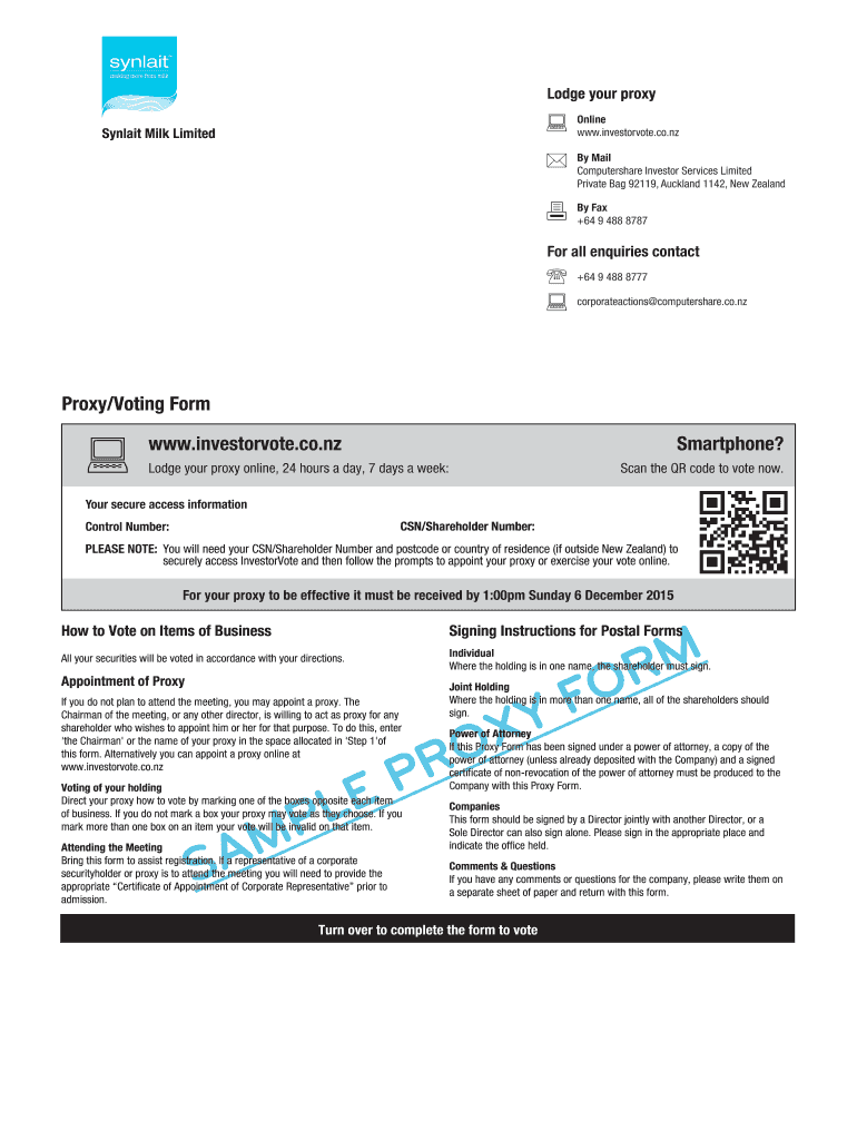 Fillable Online SML Proxy Form 2015 Sample Fax Email Print - pdfFiller