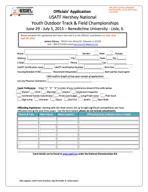 Fillable Online This form can be completed Officials Application USATF ...
