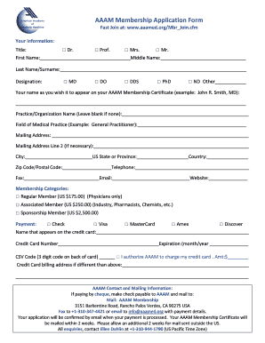 Fillable Online Aaam Membership Application Formdoc Fax Email Print ...
