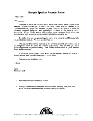 Fillable Online Sample Speaker Request Letter Fax Email Print - pdfFiller
