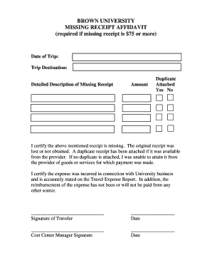 Fillable Online brown (required if missing receipt is $75 or more) Fax ...