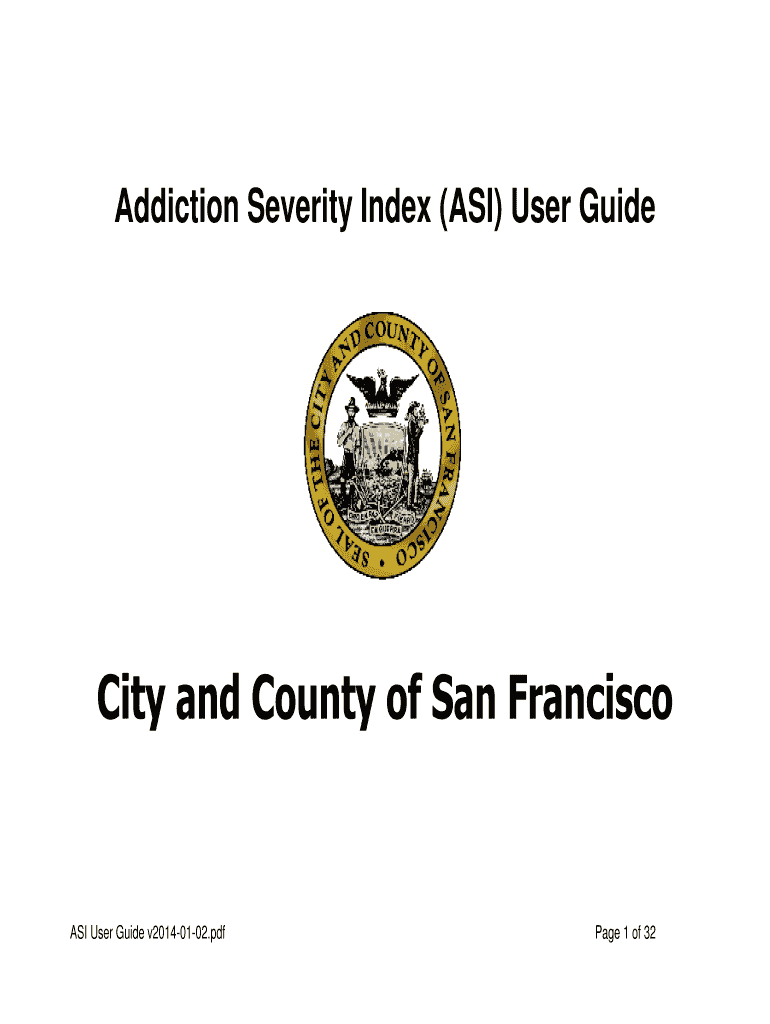Fillable Online Addiction Severity Index (ASI) User Guide Fax Email ...