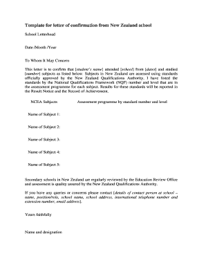 Fillable Online Template for letter of confirmation from New Zealand ...