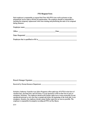 Fillable Online PTO Request Form - mypsphomescom Fax Email Print ...