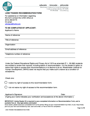 Fillable Online wihd LEND TRAINEE RECOMMENDATION FORM Fax Email Print ...