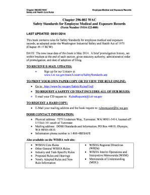 Fillable Online lni wa Chapter 296-802 WAC Safety Standards for Employee Medical and Exposure ...