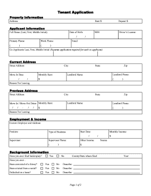 Fillable Online TENANT APPLICATION - Howell House Fax Email Print - pdfFiller