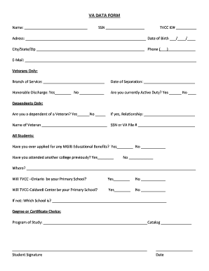 Fillable Online Veterans Means Test Data Form - Veterans Benefit ...