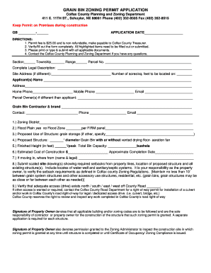 Fillable Online GRAIN BIN ZONING PERMIT APPLICATION Colfax County ...