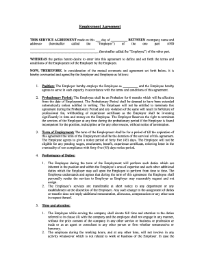 Fillable Online Employment Agreement - Printable Agreements Fax Email Print - pdfFiller