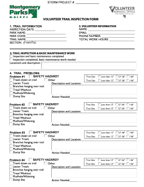Fillable Online montgomeryparks Volunteer trail binspection formb ...
