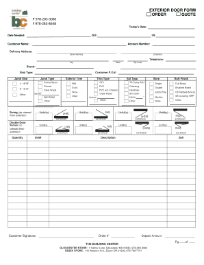 Fillable Online EXTERIOR DOOR FORM Fax Email Print - pdfFiller