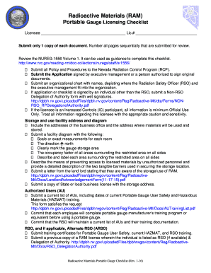 Fillable Online Radioactive Materials RAM Portable Gauge Fax Email ...