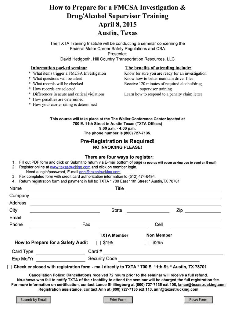 Fillable Online How to Prepare for a FMCSA Investigation amp ...