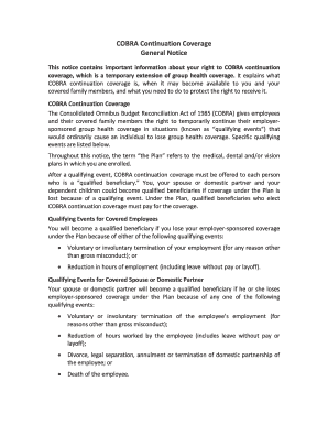 Fillable Online COBRA Continuation Coverage Fax Email Print - pdfFiller