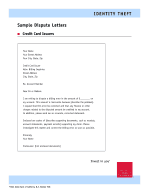 Fillable Online Sample Dispute Letters Fax Email Print - pdfFiller