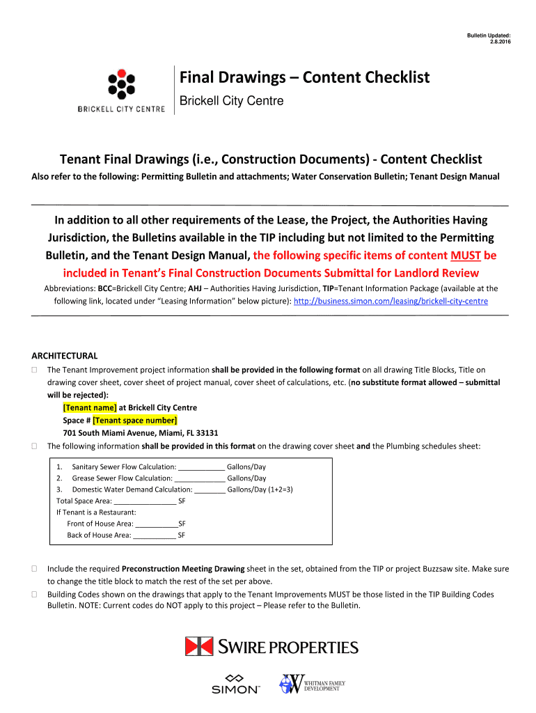 Fillable Online Final Drawings Content Checklist - Fax Email Print ...
