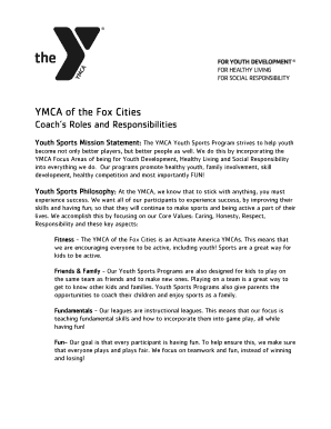 Fillable Online YMCA of the Fox Cities Coachs Roles and ...