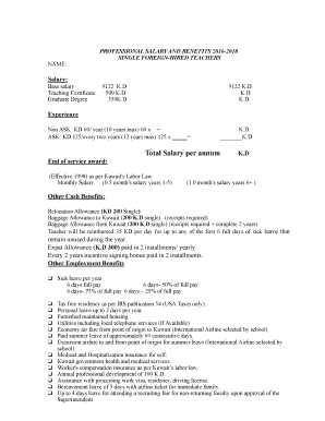 American School Of Kuwait Salary - Fill Online, Printable, Fillable ...