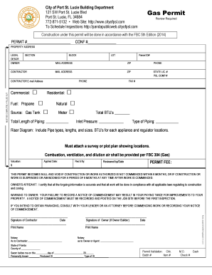 Fillable Online 121 SW Port St Lucie Blvd Gas Permit Port St Lucie Fax ...
