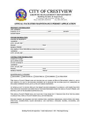 Fillable Online cityofcrestview ANNUAL FACILITIES MAINTENANCE PERMIT ...