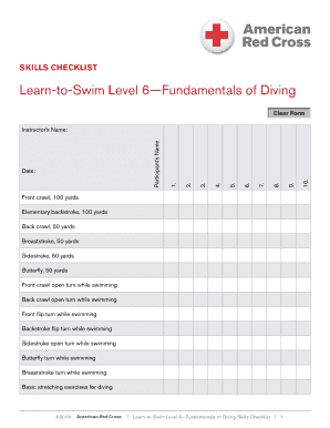 American Red Cross Swim Levels Checklist - Fill Online, Printable ...